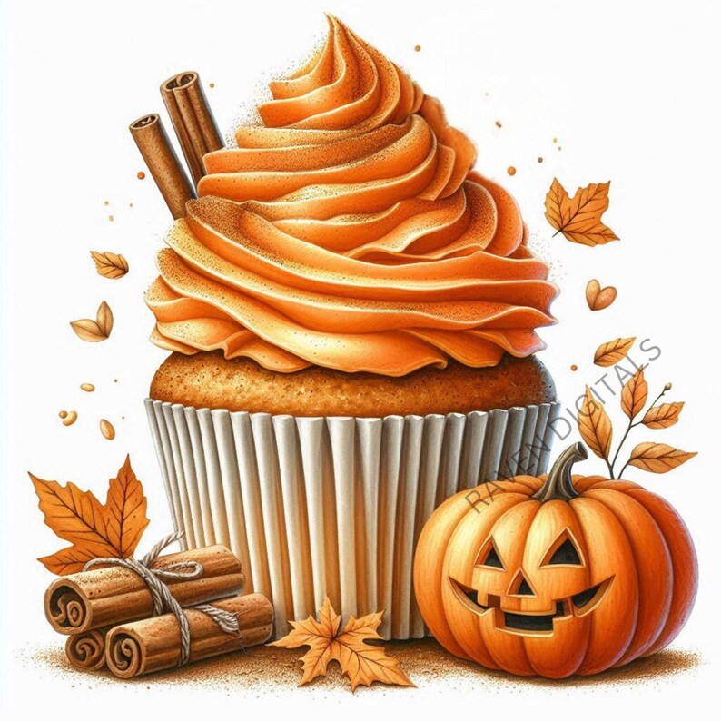 Autumn Cupcake PNG Autumn Clipart, Fall PNG, Set of 25 High-quality ...