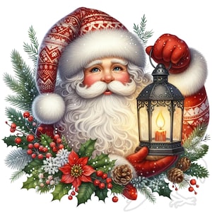 Christmas Clipart, Santa Clause PNG, North Pole, Watercolor Christmas ...