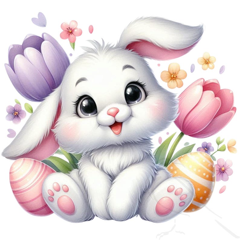 Tulip Bunny Clipart, Easter Bunny, Commercial Use (set of 12) - Etsy
