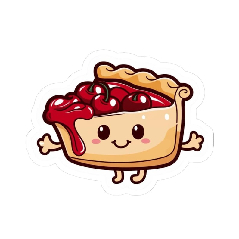 Cherry Pie Sticker, Cute Smiling Cherry Pie, Foodie Stickers, Planner ...