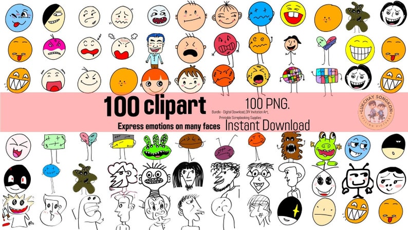 100 Clipart Bundle - Digital Download, DIY Invitation Art, Printable ...