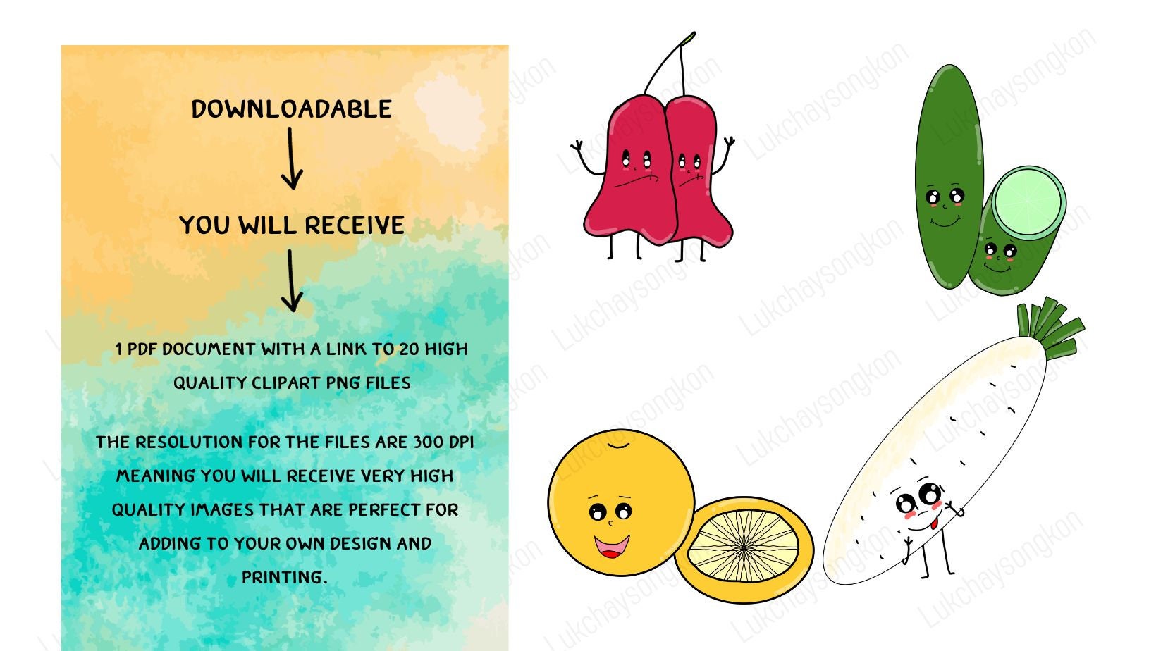 Vegetables and Fruits 100 Clipart Bundle - Digital Download, DIY ...