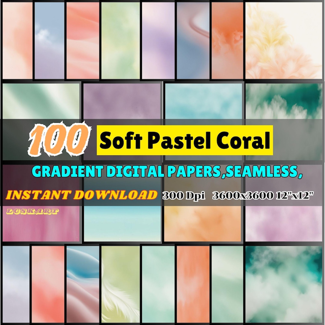 Soft Pastel Cloud Gradient Digital Papers,seamless, Pastel Coral ...