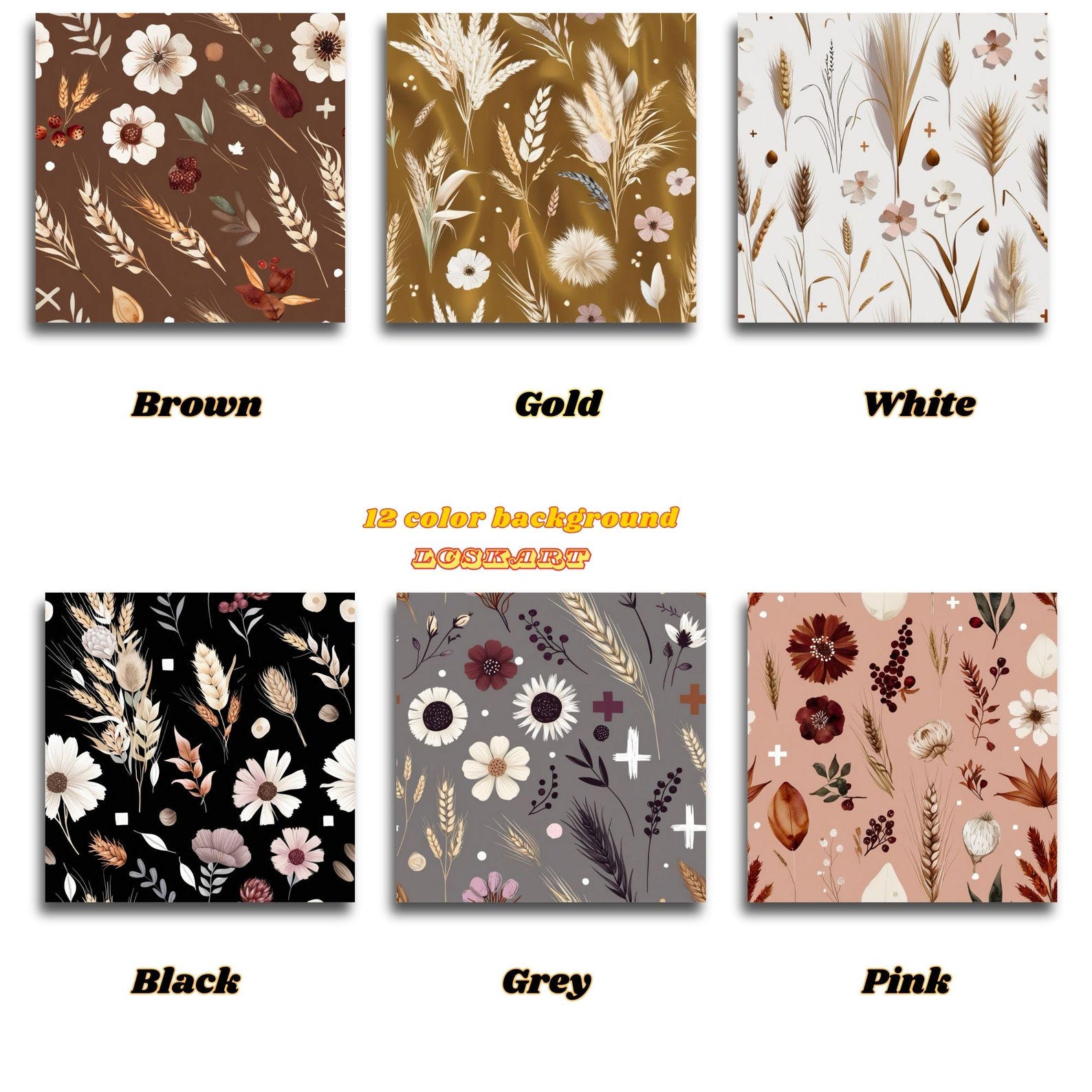 50 Boho Flower Summmer Seamless Digital Papers, Boho Scrapbook Paper ...