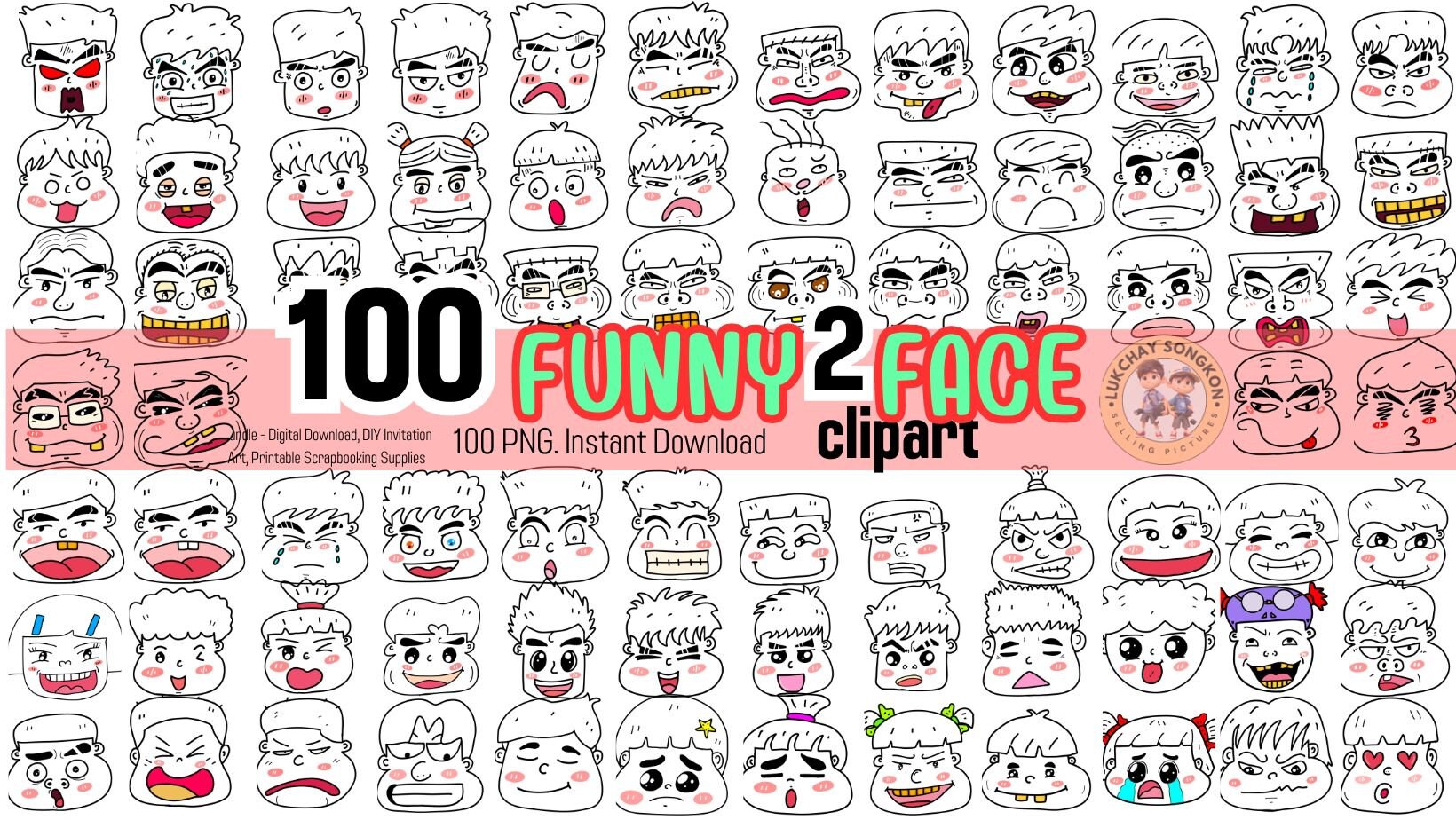 100 Funny Face.(2) Clip Art,100 Png 100 Funny Face.(2) Digital Art ...