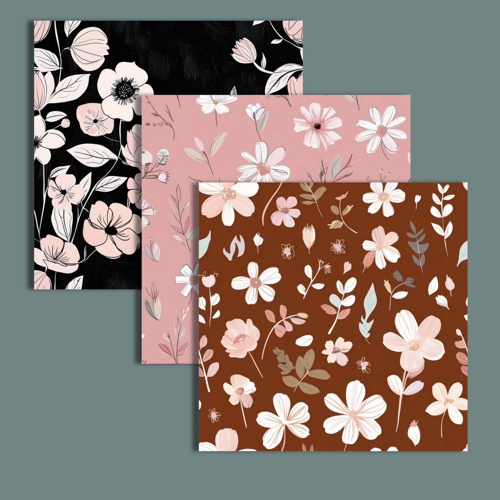 50 Boho Flower Seamless Digital Papers, Boho Scrapbook Paper, Boho ...