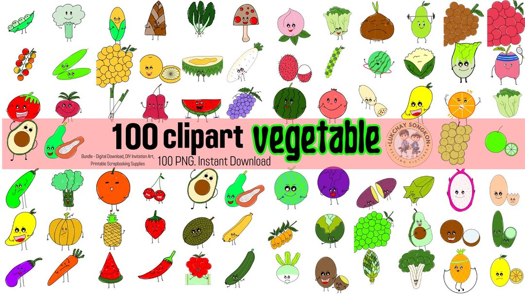 Vegetables and Fruits 100 Clipart Bundle - Digital Download, DIY ...