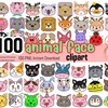 100 Face Cartoon Clip Art,100 Png Face Cartoon Digital Art,bundle ...