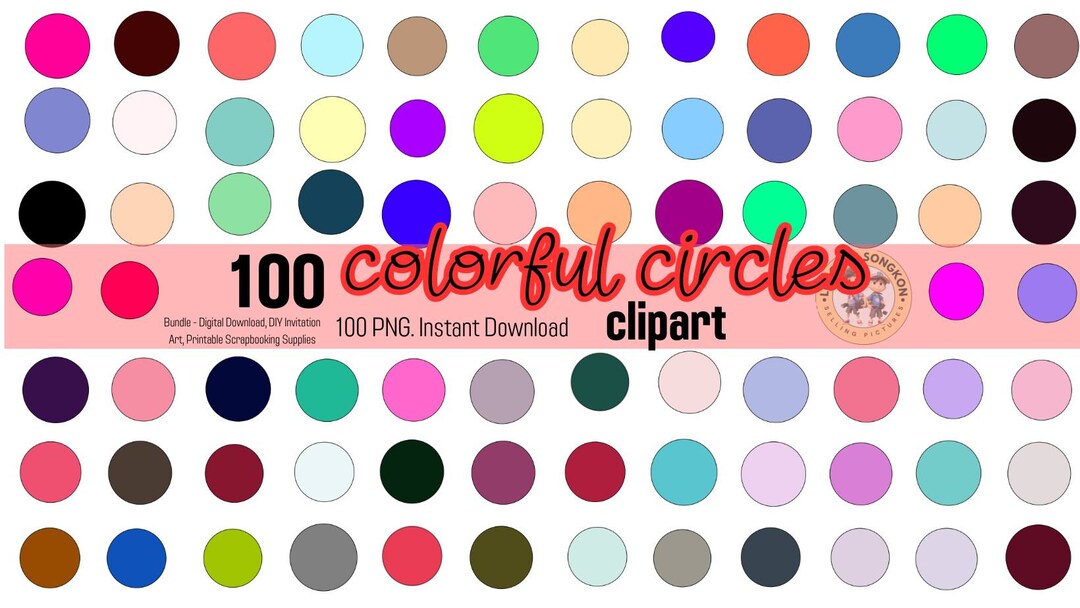 100 Colorful Circles Clip Art,100 Png Colorful Circles Digital Art ...