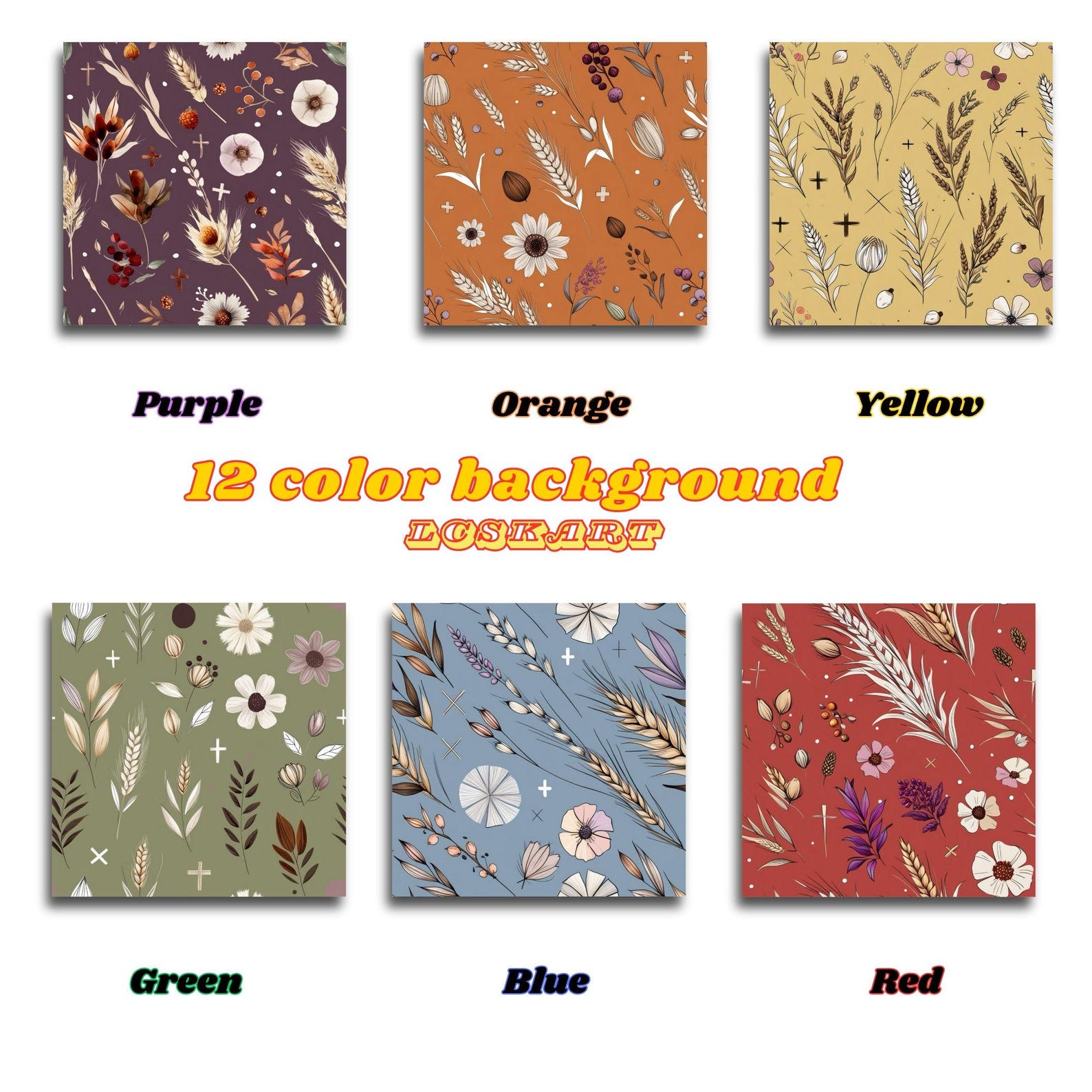 50 Boho Flower Summmer Seamless Digital Papers, Boho Scrapbook Paper ...