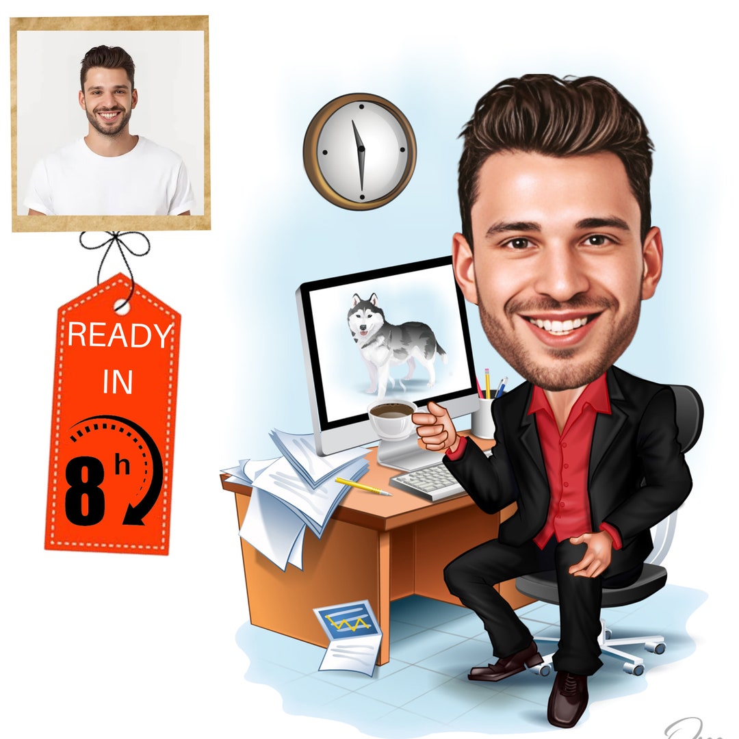 2 Custom Boss Caricature Portrait. Office Worker Caricature Corporate ...
