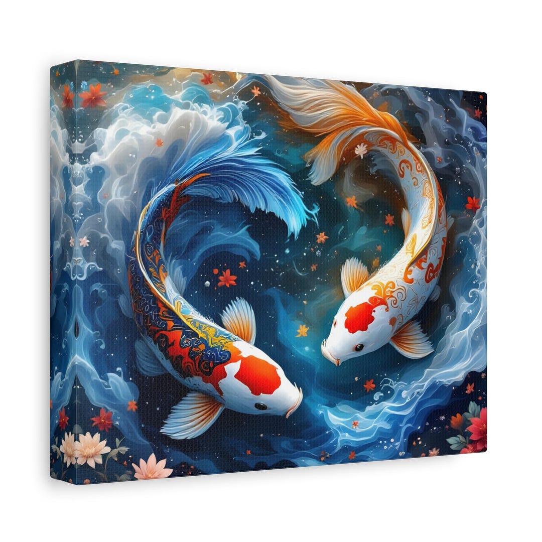 Serene Koi Fish Canvas Art, Vibrant Wall Decor for Home, Perfect Gift ...