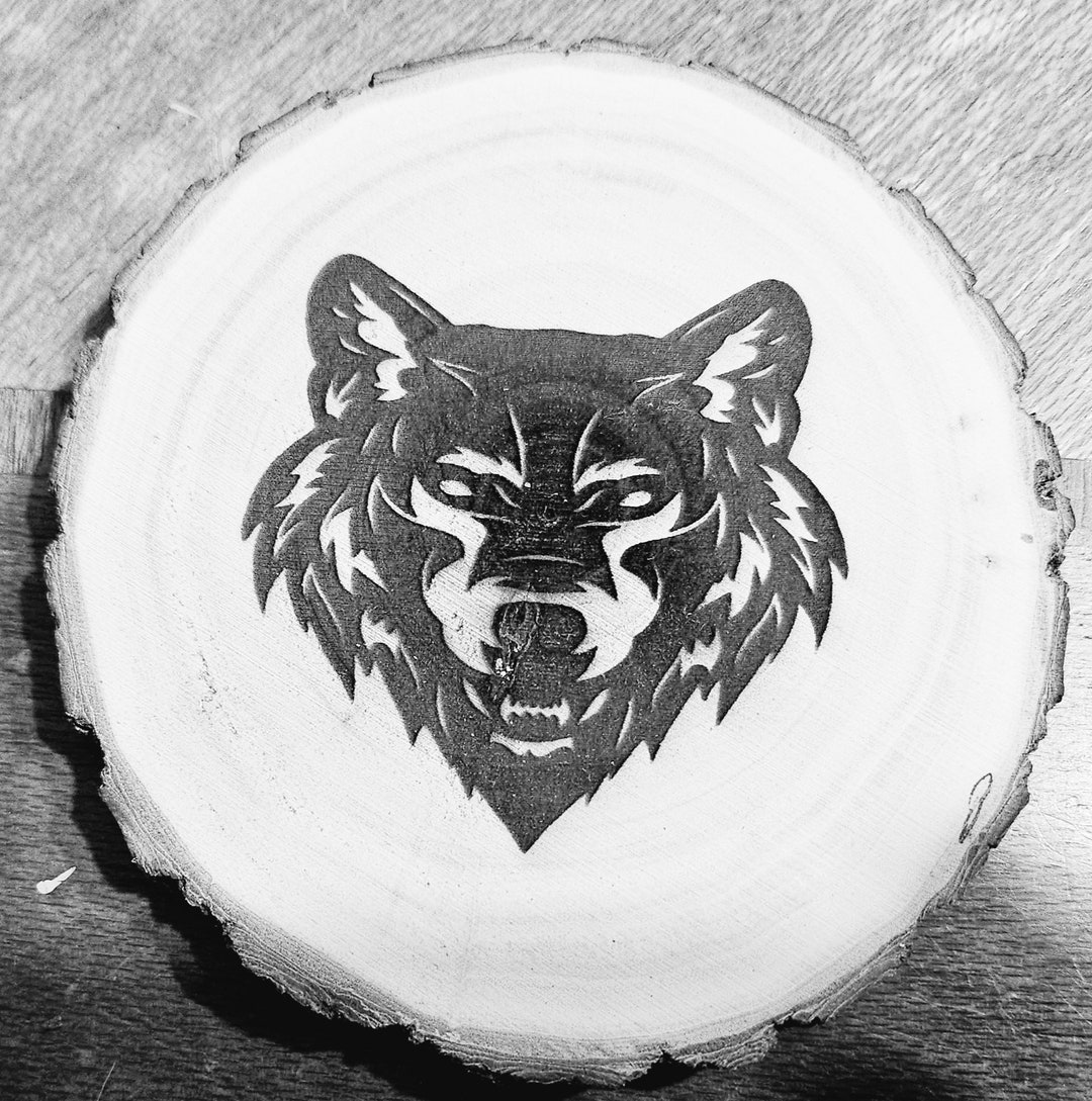 Wolf Engraved Natural Wood Coaster: Rustic Drink Coaster - Etsy