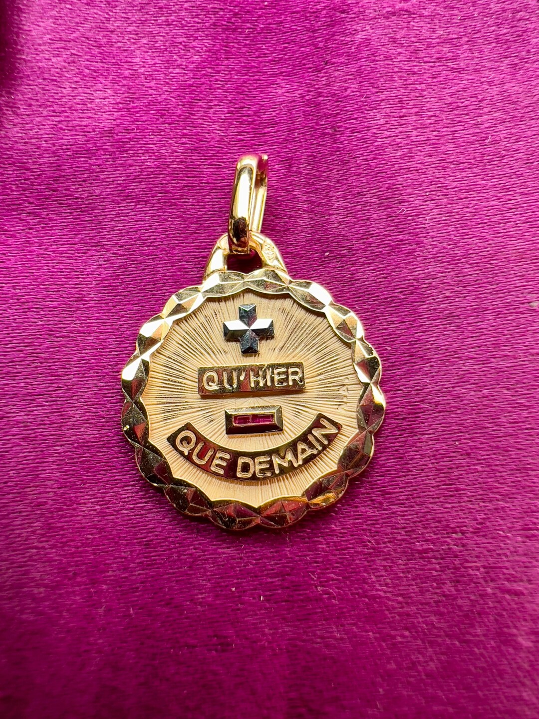 Vibrant Augis Love Charm. French Vintage 18k Yellow Gold. Rubies ...