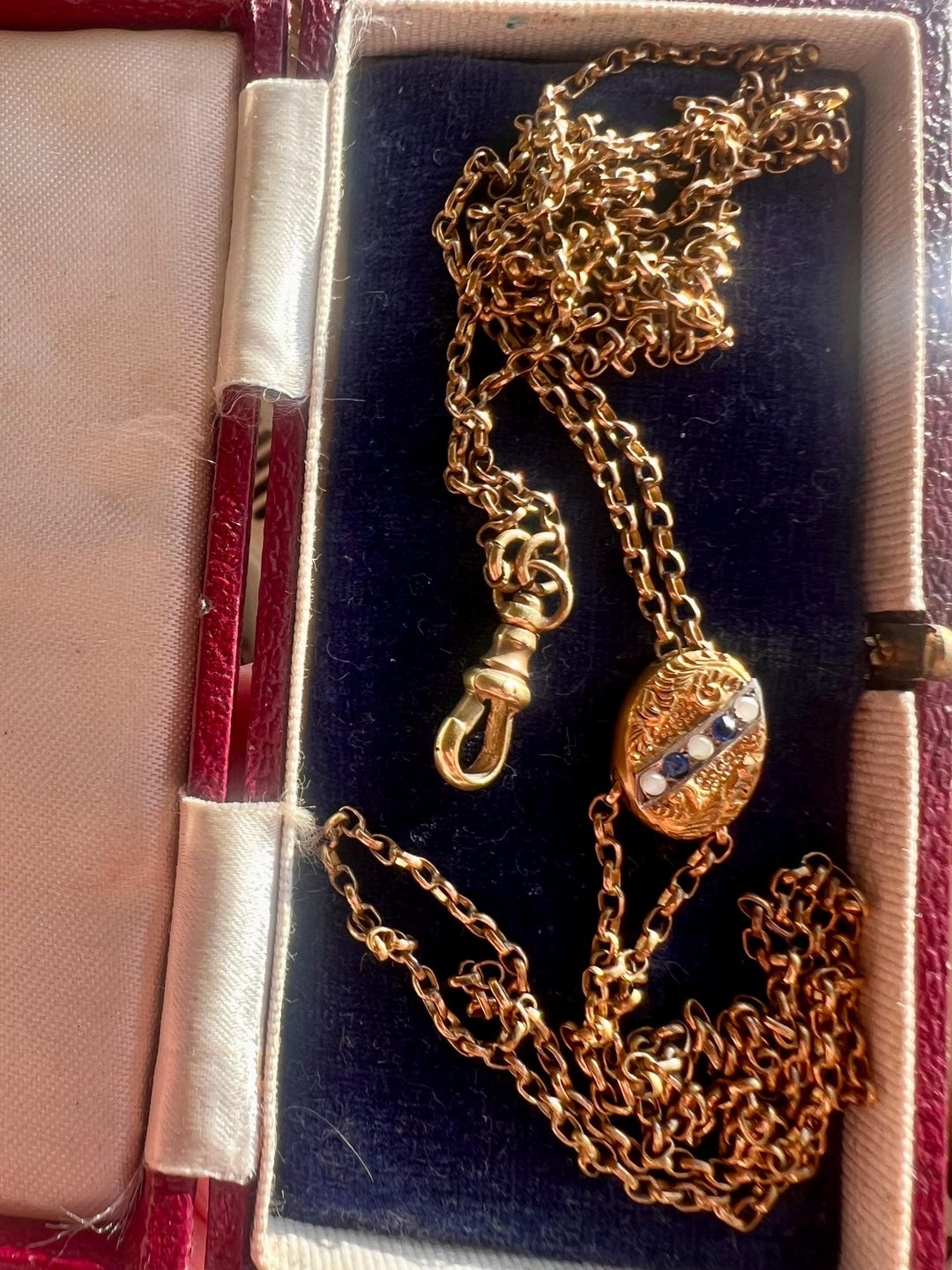 Antique Victorian Gold Fill / Rolled Gold Chain With Oval Slider - Etsy