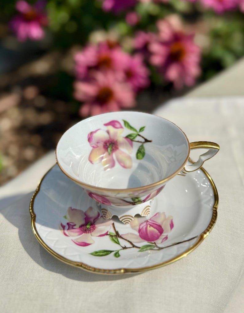 Vintage Mitterteich Bavaria Teacup and Saucer. Magnolia Pattern. Made ...
