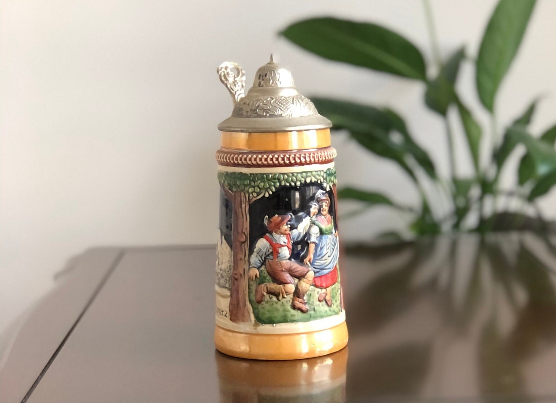 Vintage Ceramic Original King Beer Stein 300 Hand Painted wooden Log ...