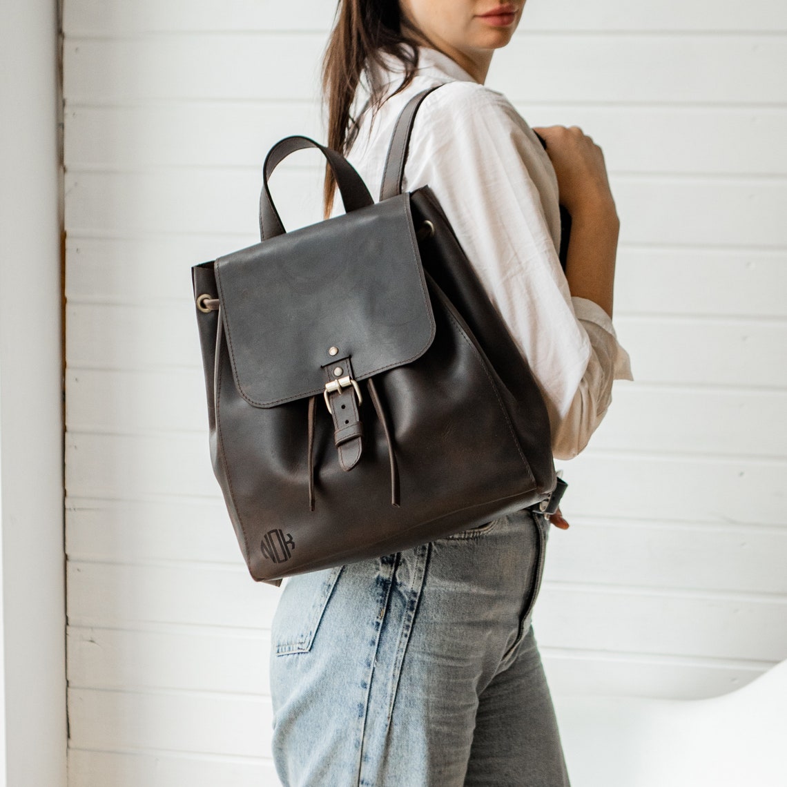 Leather Backpack Purse, Vintage Leather Backpack, Women Backpack ...
