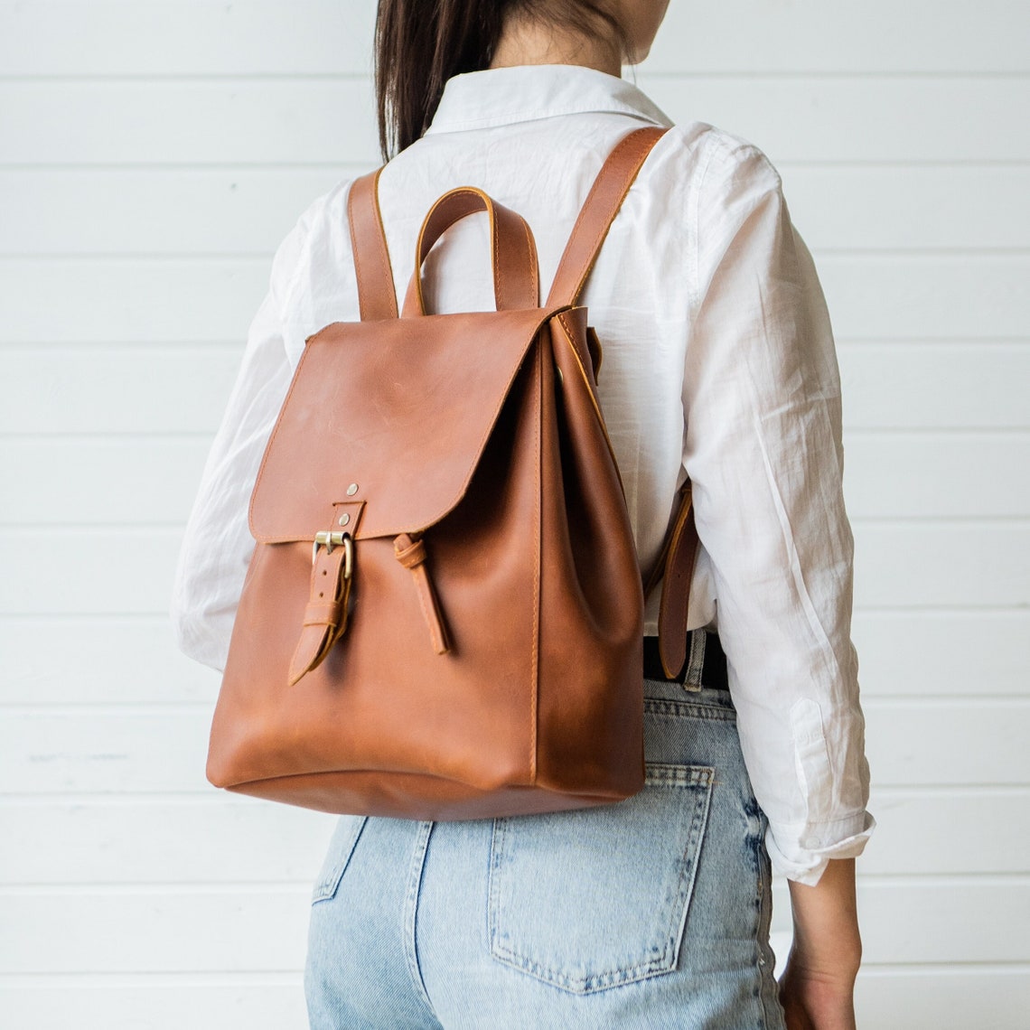 Leather Backpack Purse, Vintage Leather Backpack, Women Backpack ...