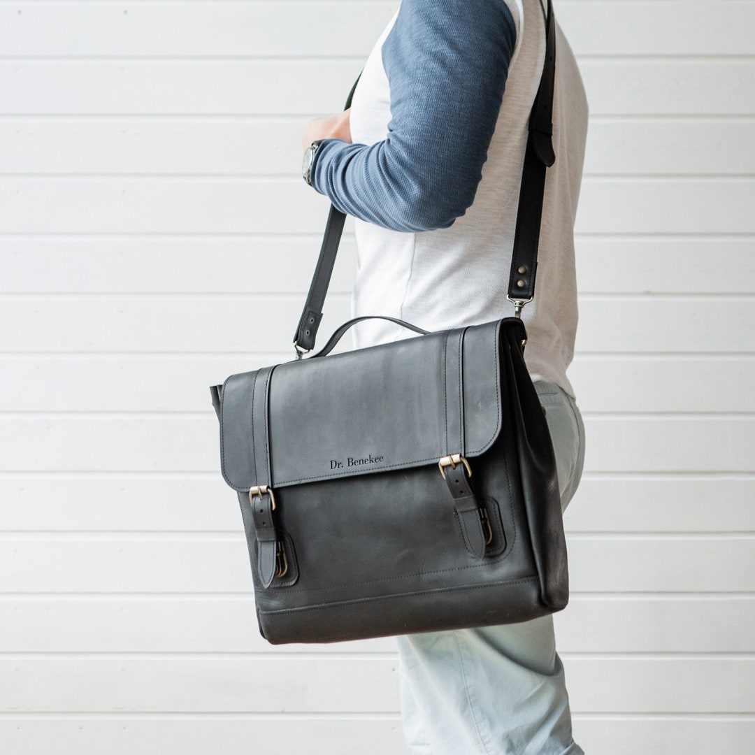 Leather Briefcase for Dad, Personalized Laptop Bag, Leather Messenger ...