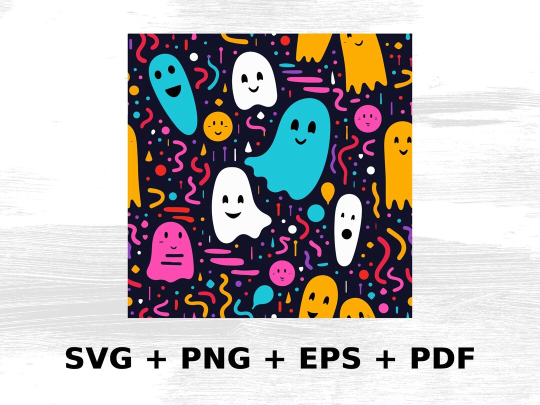 Bright Ghosts Pattern Svg Png Eps Pdf Commercial Use Clipart - Etsy