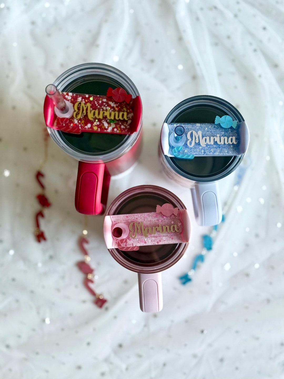 Candy Cane Tumbler Name Plate Christmas Cup Name Tag Custom Candyland ...