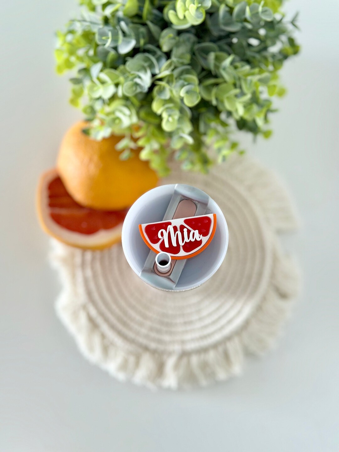 Tumbler Name Tag Grapefruit Custom Cup Name Plate Tropical Tumbler Lid ...