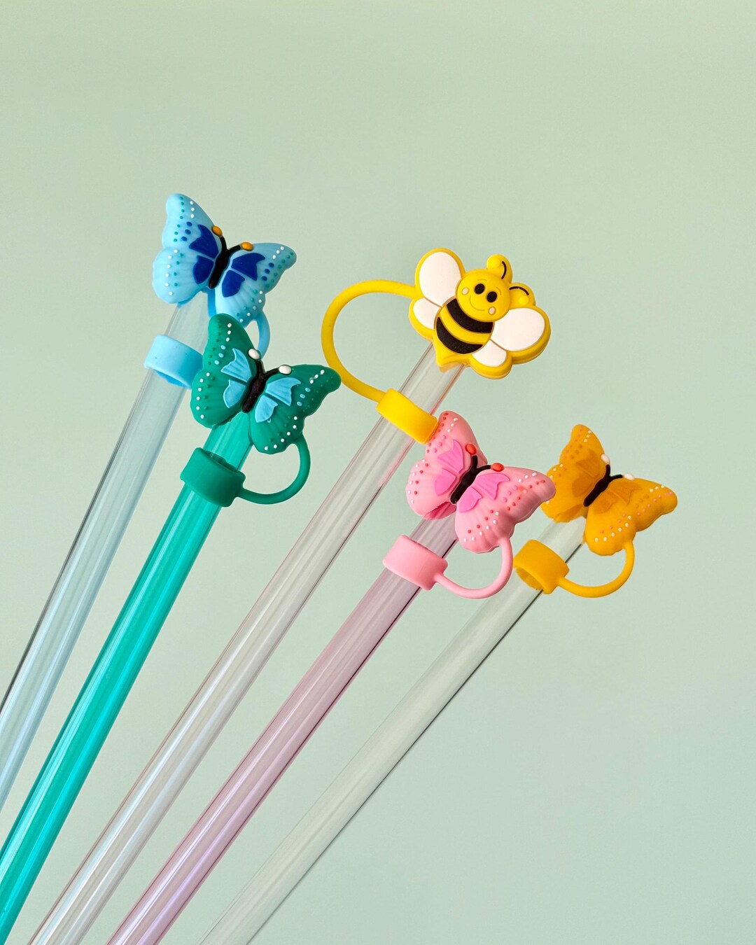Butterfly Straw Topper Pretty Colorful Tumbler Straw Cover Butterfly ...