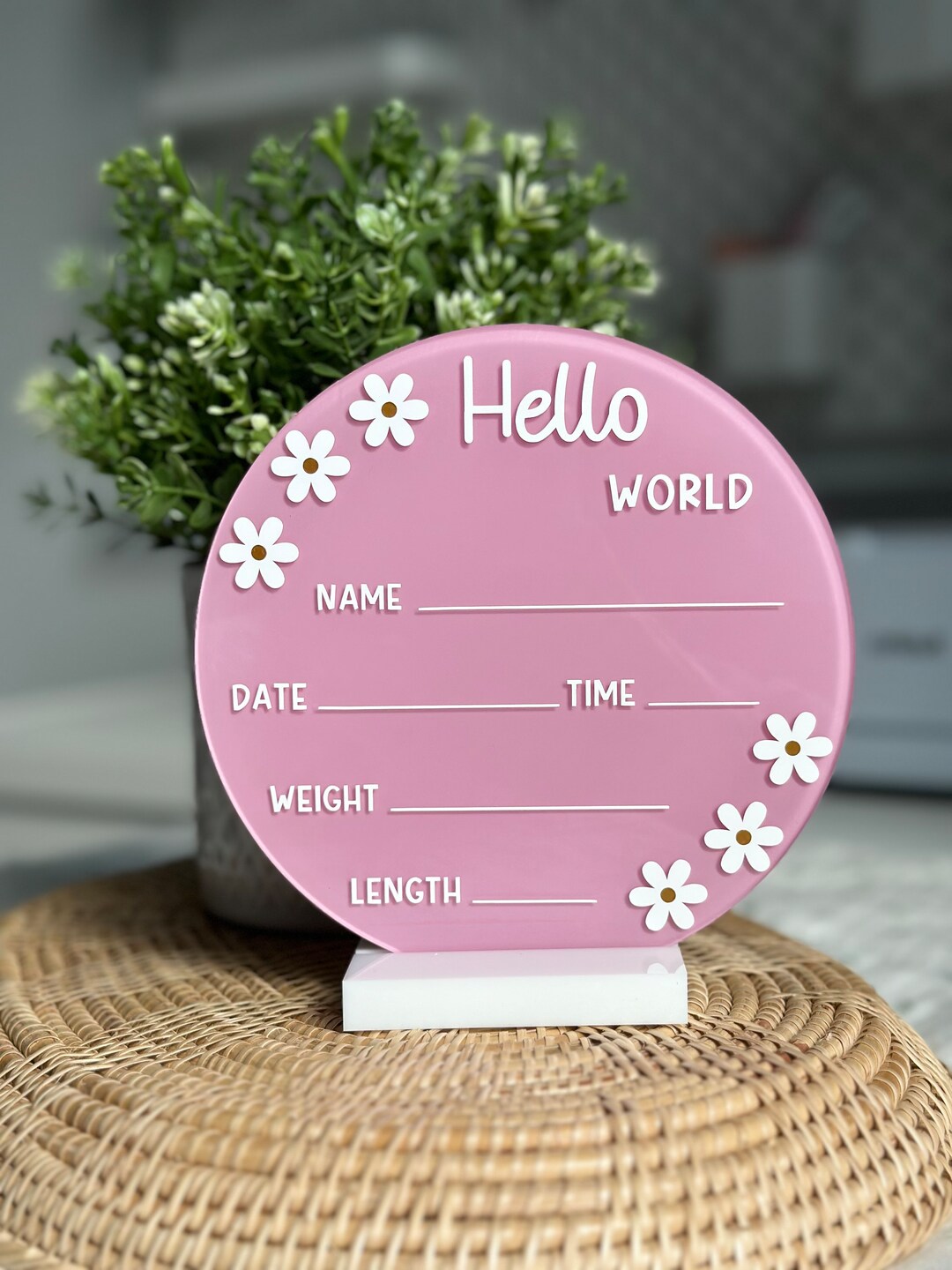 Daisy Birth Stat Sign Acrylic Birth Announcement Baby Name Announcement ...