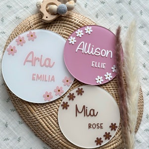 Hello World Baby Stat Sign Acrylic Baby Birth Announcement Daisy Hello ...