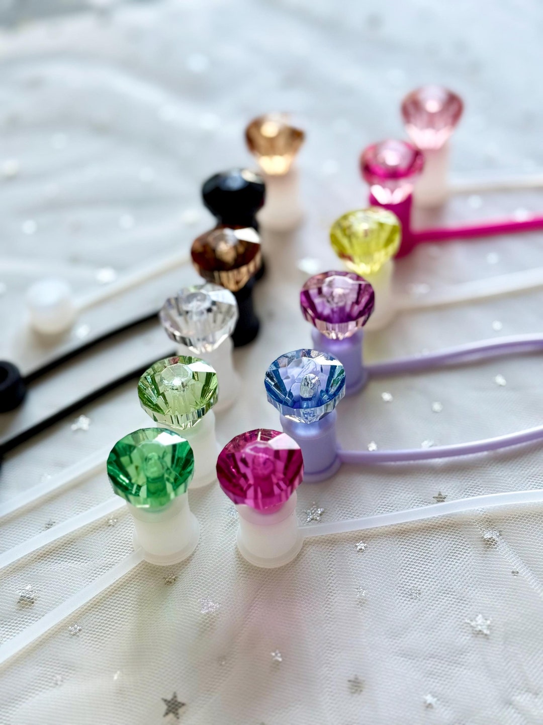 Diamond Tumbler Straw Cover Silicone Topper Fancy Jewel Straw Cover ...