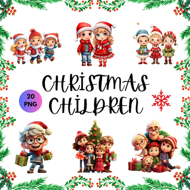 20 Christmas Children Clipart PNG, Christmas Clipart, Winter Clipart ...