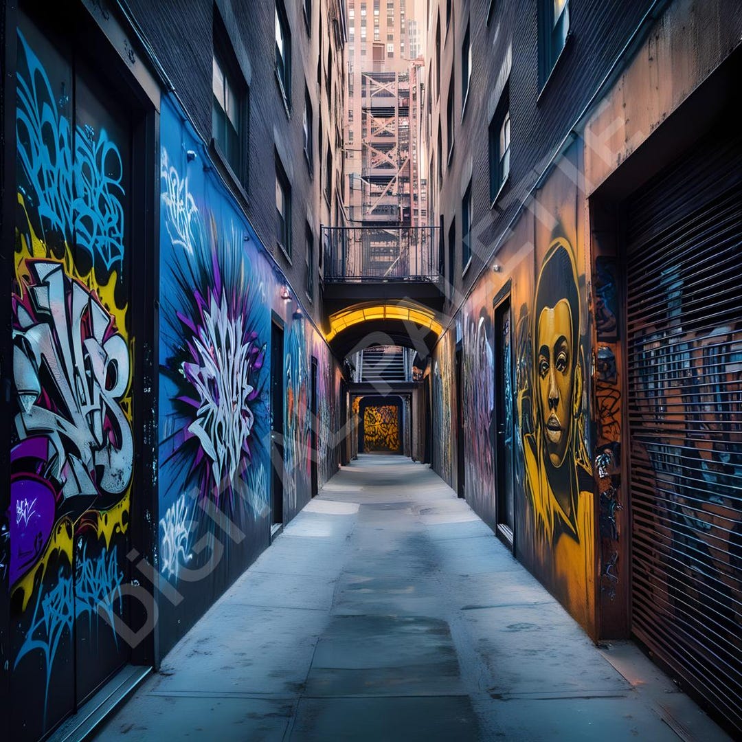 High-resolution Urban Graffiti Alley Digital Backdrop - Colorful ...