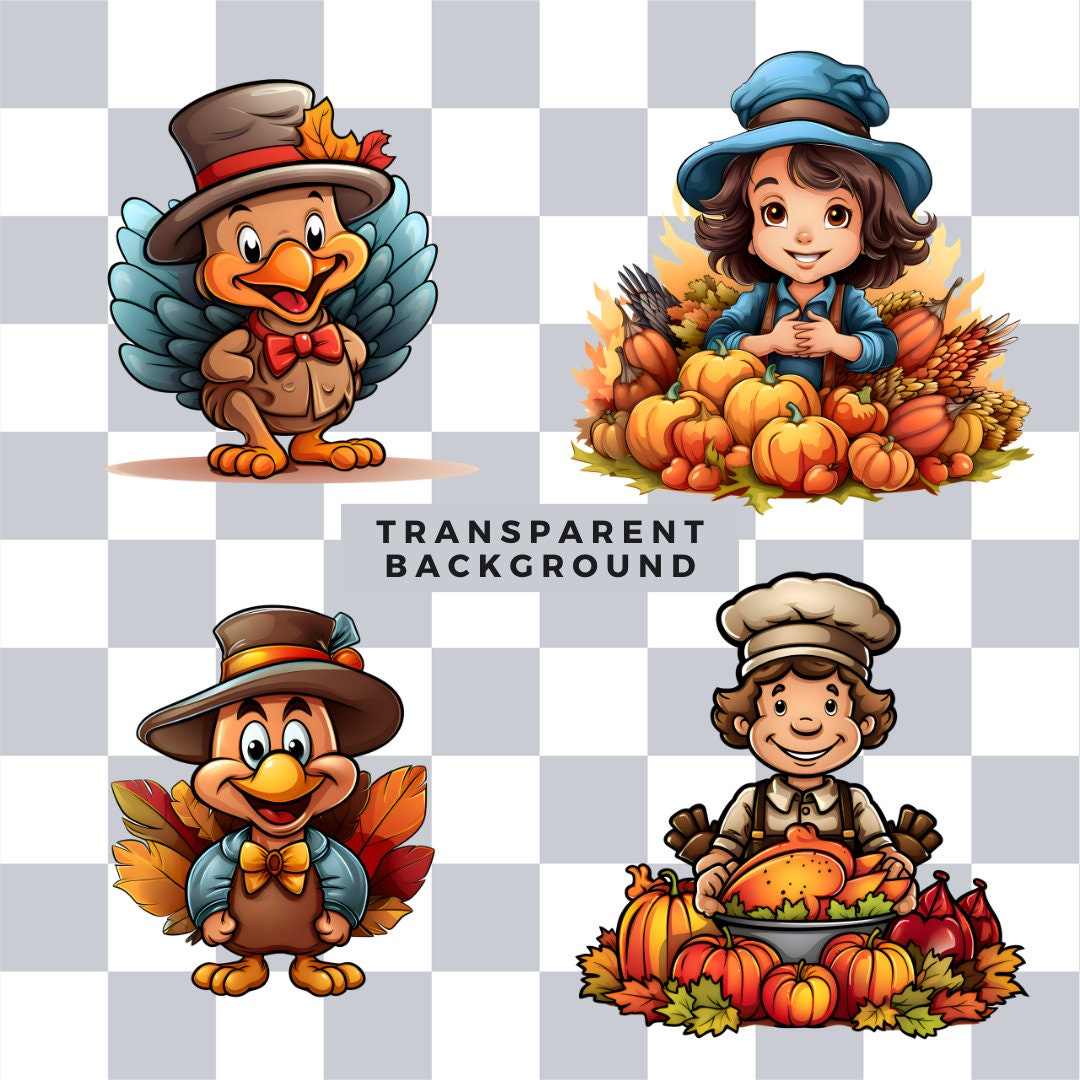 Thanksgiving Clipart Bundle | Cozy Fall Digital Art | Turkey Clip Art ...