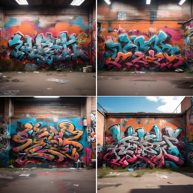 14 Graffiti Backdrop PNG Files - High-quality Holiday Graphics Set for ...