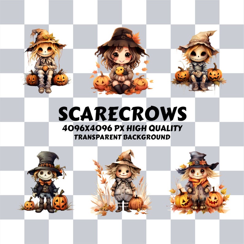 Charming Scarecrow PNG Bundle Cute Scarecrow Art & Scarecrow Graphics ...