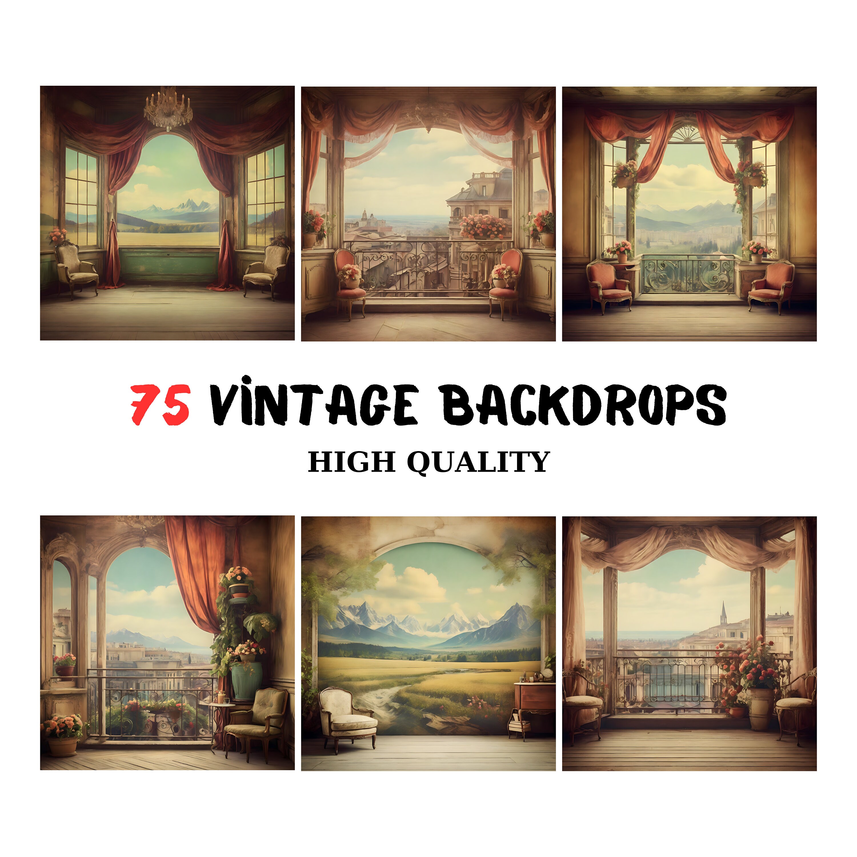 75 Vintage Digital Background PNG Files High Quality Holiday Graphic ...