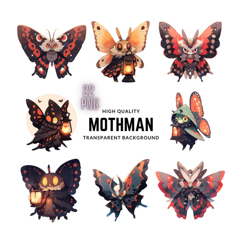 MOTHMAN Clipart PNG Instant Download File Digital Design for Crafting ...