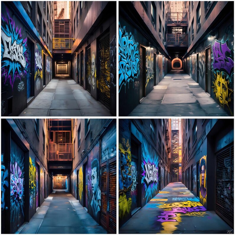 Graffiti Backdrops - Urban Graffiti Alley Digital Backdrops - Digital ...