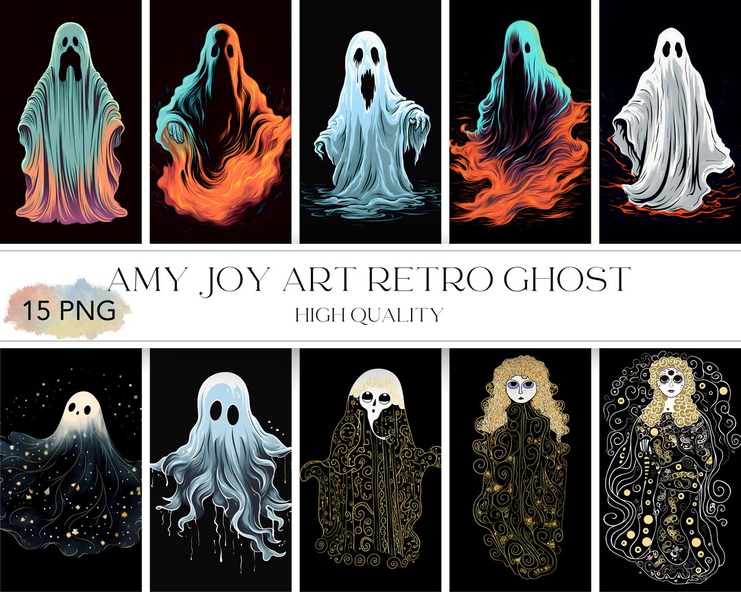Amy Joy Art Retro Ghost Clipart, Ghost Clipart, Ghost PNG, Spooky ...