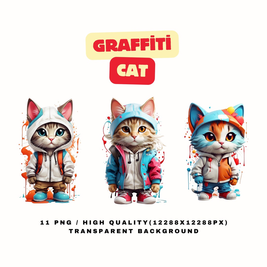 Unique Graffiti Cat PNG Designs - High-quality, Instant Download ...