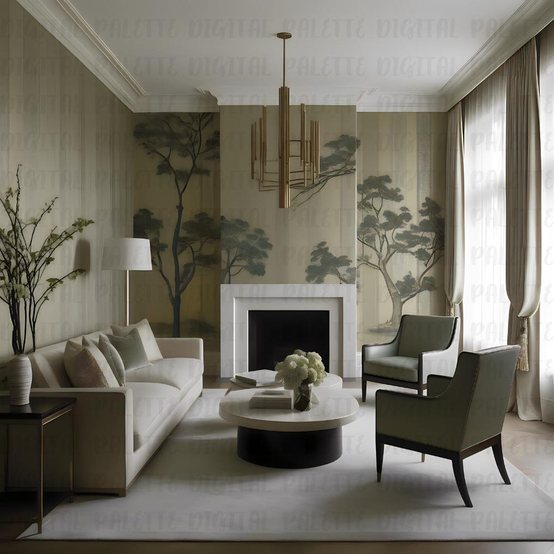 Sophisticated Modern Living Room Digital Backdrop | High-resolution ...
