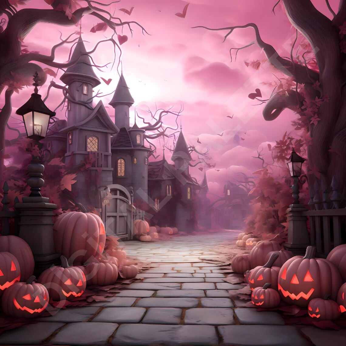 Haunted Village Halloween Backdrop Halloween Backdrop Digital Backdrop ...