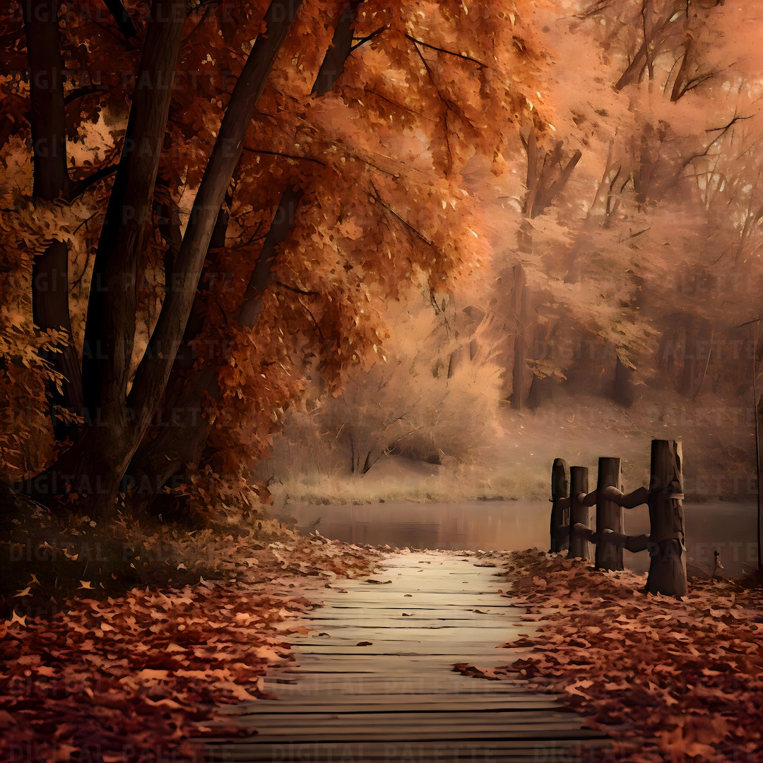 Enchanting Autumn Forest Backdrop - Digital Backdrop - High Resolution ...