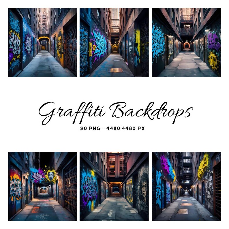 Graffiti Backdrops - Urban Graffiti Alley Digital Backdrops - Digital ...