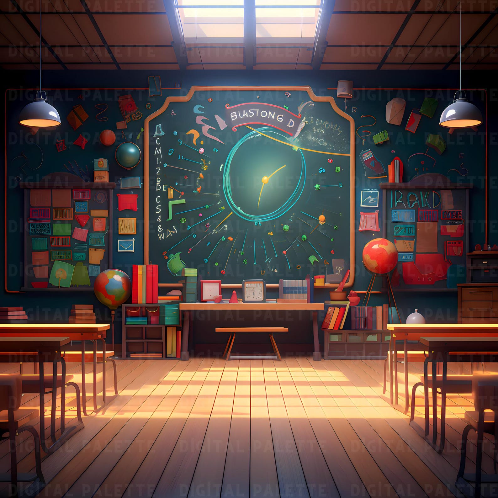 Classroom Chalkboard Background - Back to School Digital Backdrop ...