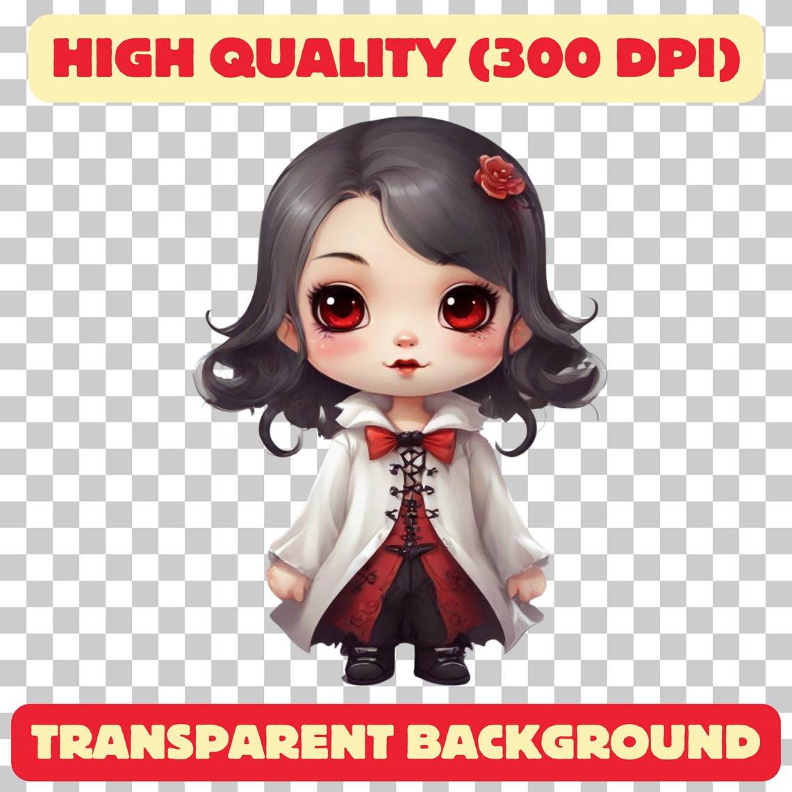 12 PNG Kawaii Vampires Clipart, Cute Creepy Halloween Illustrations ...