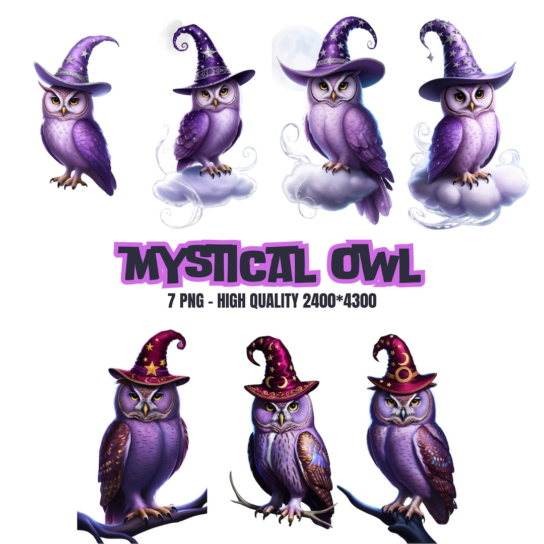 Mystical Magic Owl Clipart Bundle - Magic Owl Png, Wizard Owl, Owl ...