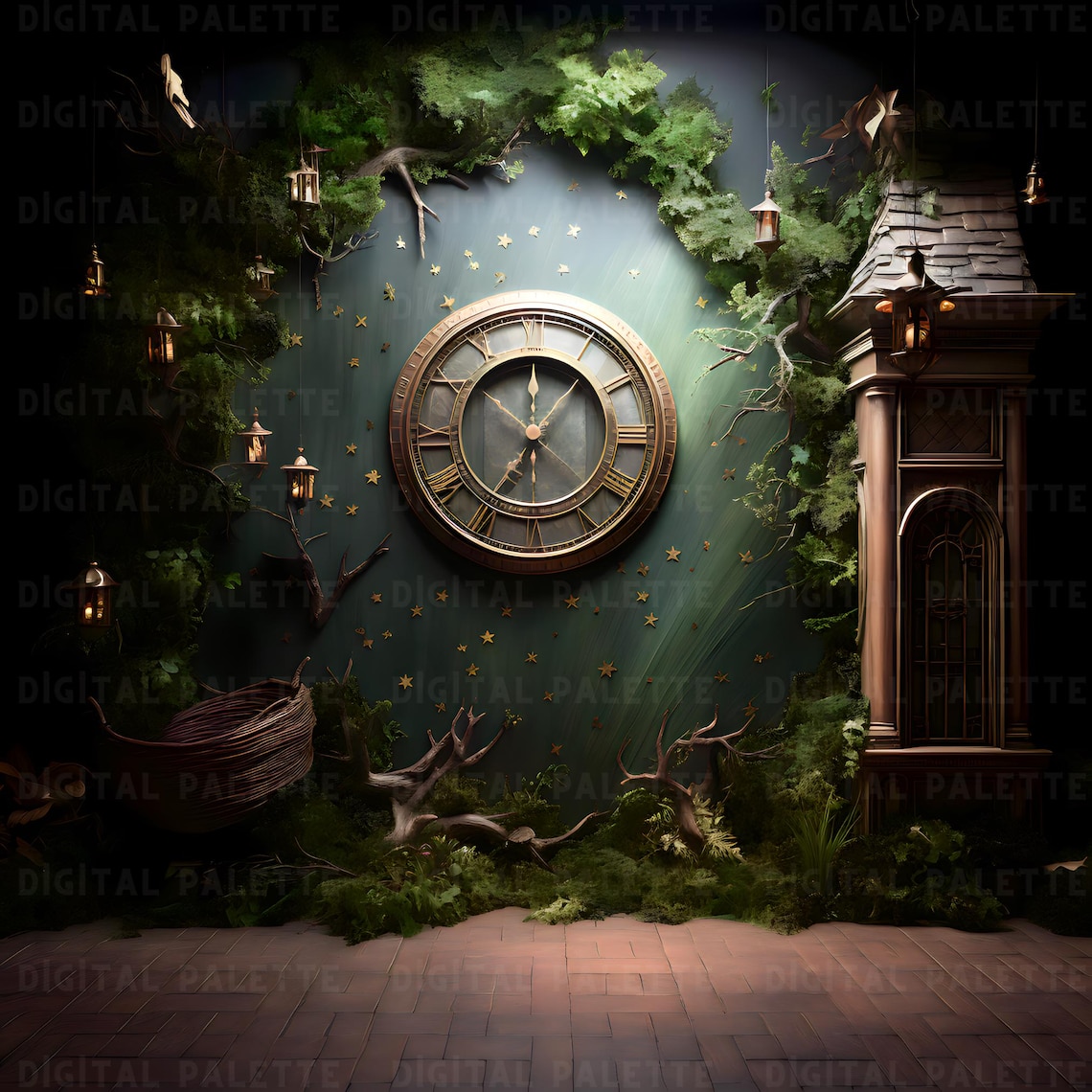 Clock Nature Background - Digital Photo Studio Background - High ...