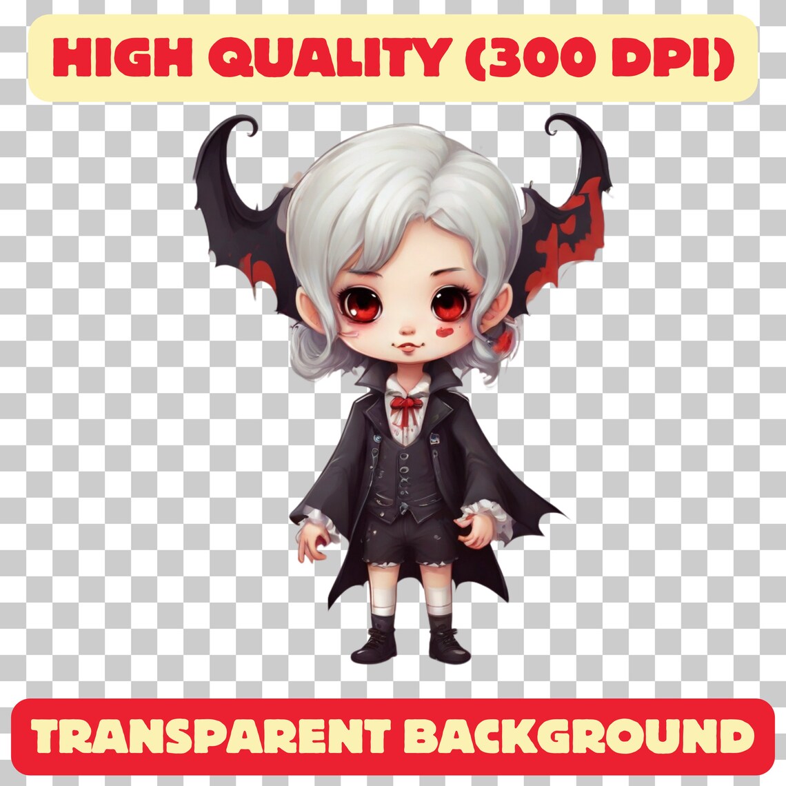 12 PNG Kawaii Vampires Clipart, Cute Creepy Halloween Illustrations ...